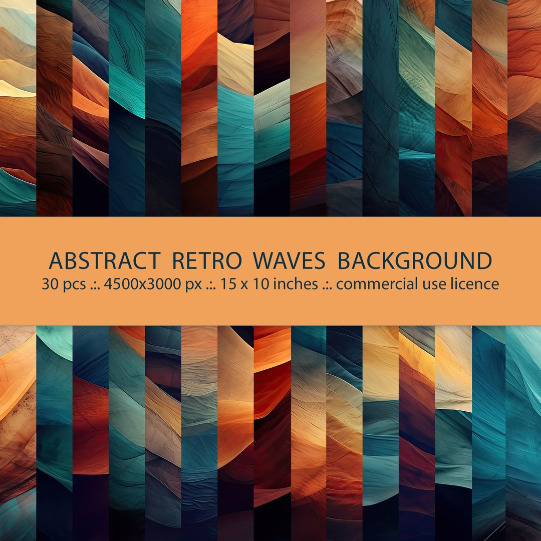30 Abstract Retro Waves Background, Digital Paper, Decorative Concept ...