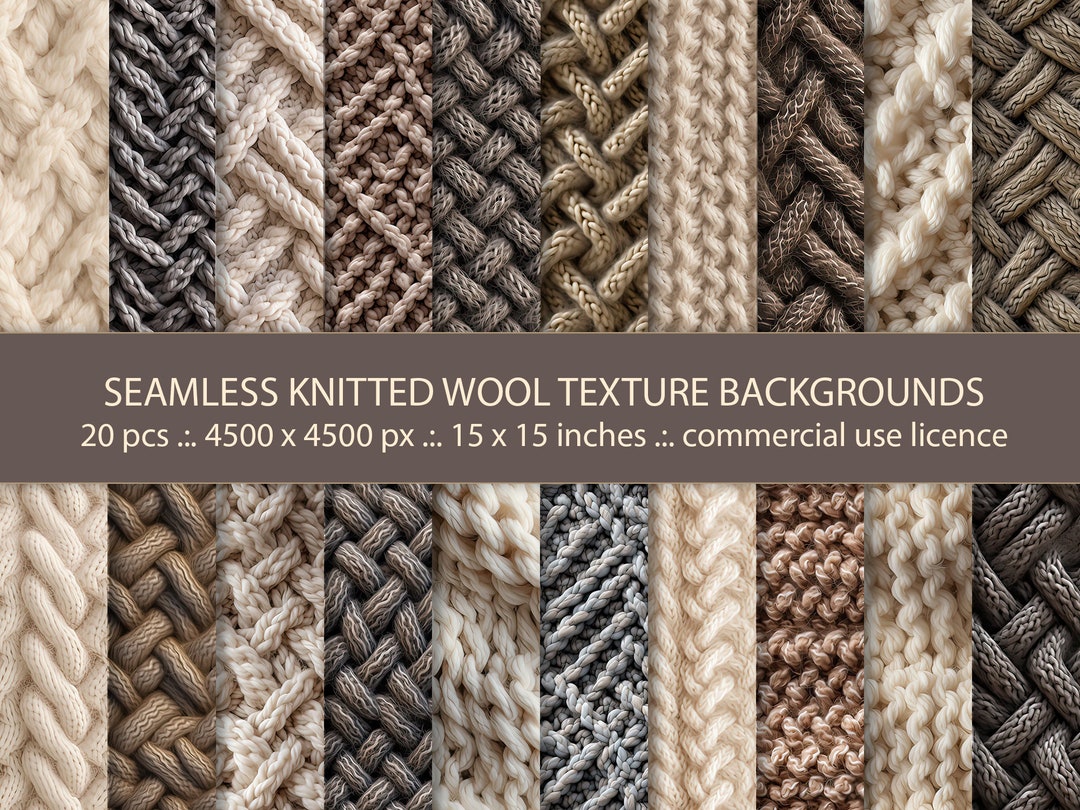 20 Seamless Knitted Wool Texture Backgrounds, Crochet Wool Pattern ...