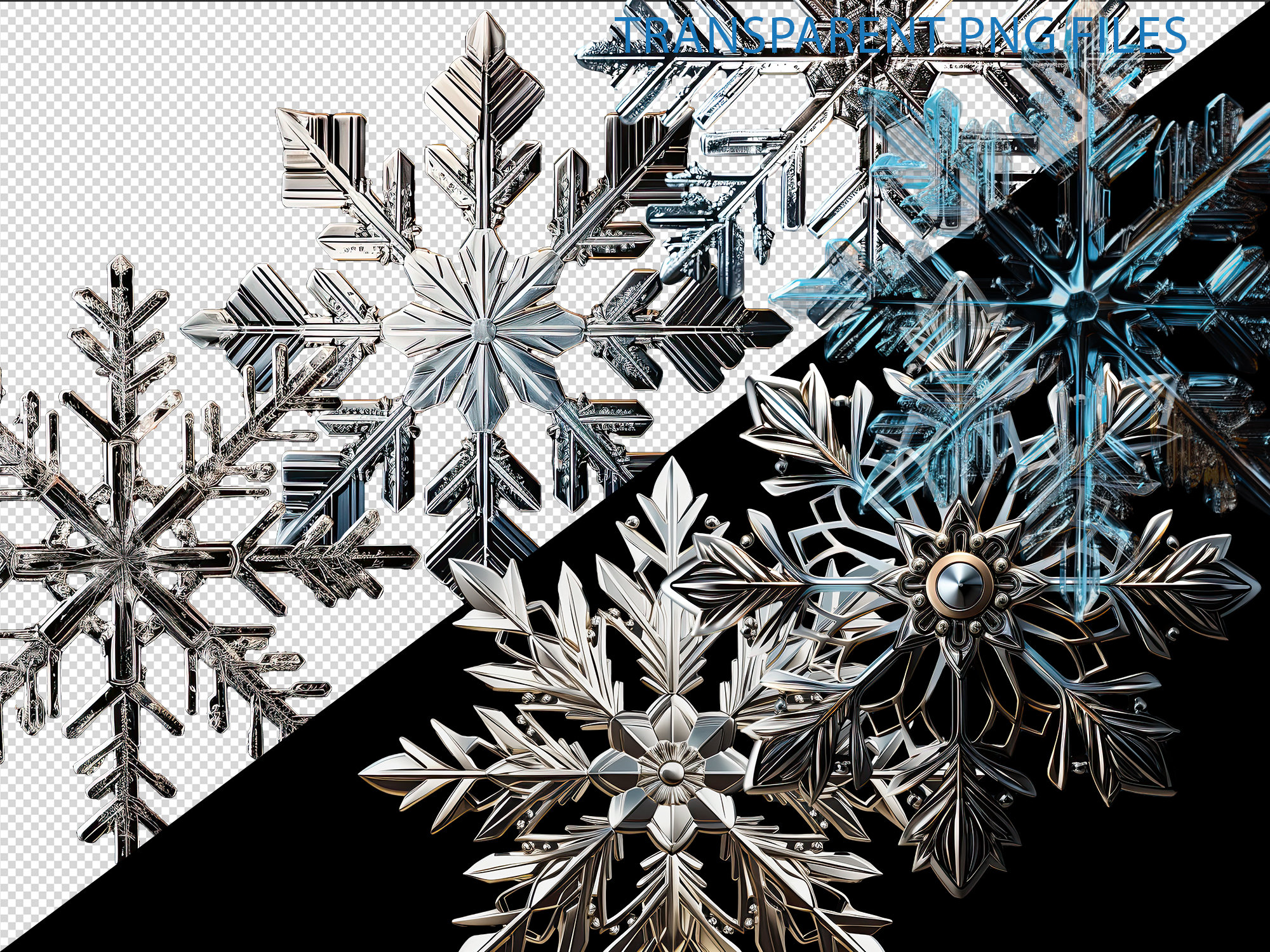 50 High-resolution Snowflake Clipart PNG Files Winter - Etsy