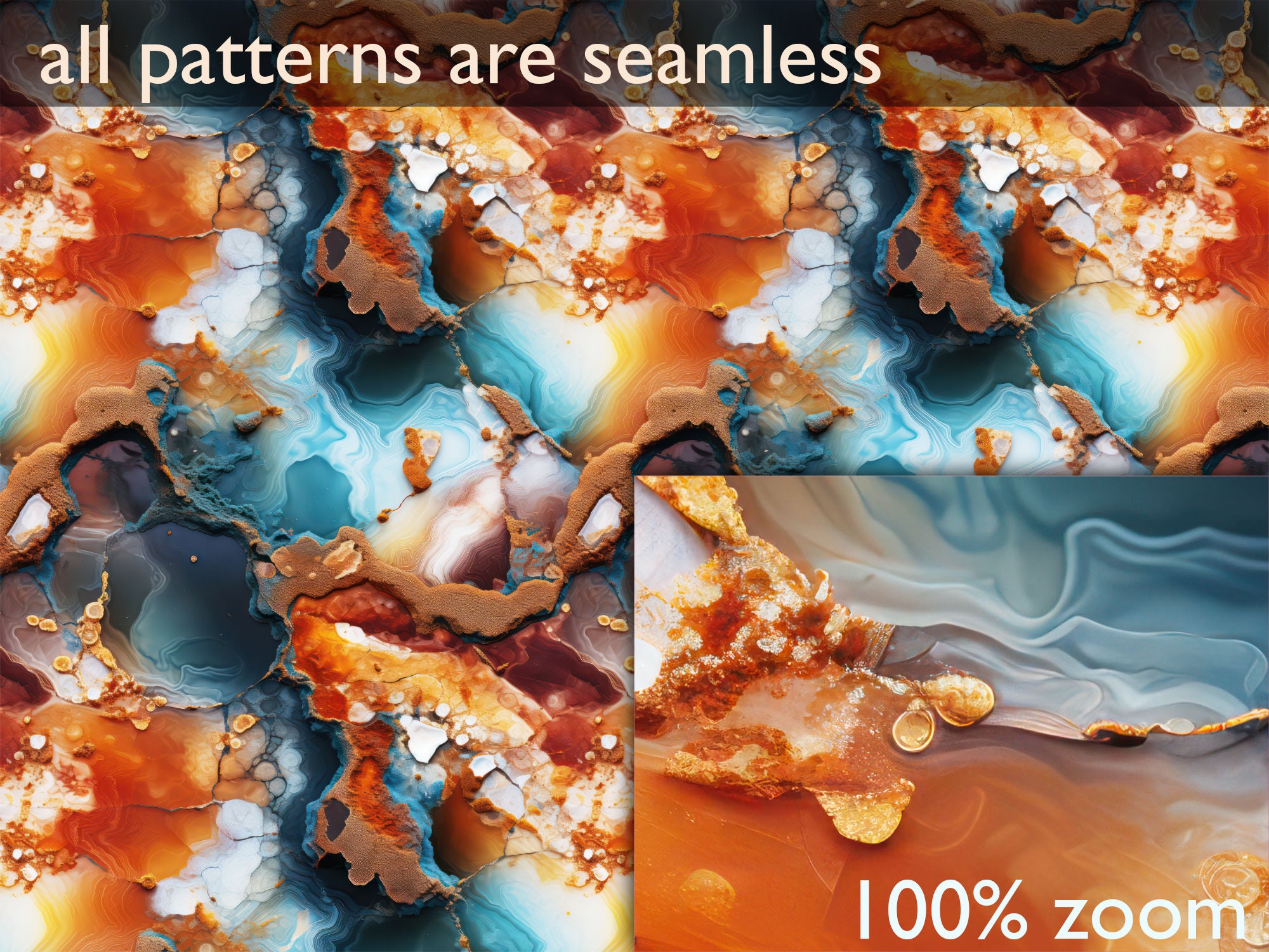 20 Seamless Geothermal Mineral Pattern Backgrounds, Geode Structure ...