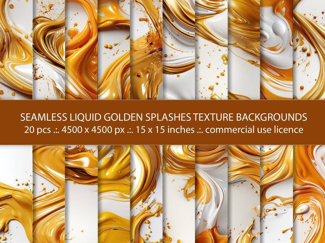 20 Seamless Golden Liquid Splashes Texture Backgrounds, Golden L Paint ...