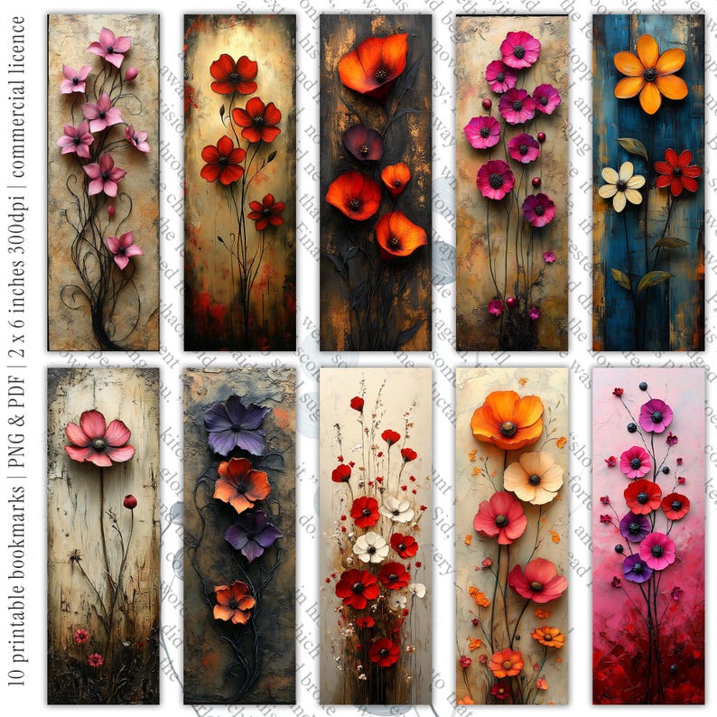 10 Digital Bookmarks Printable - Aesthetic & Cute Bookmark Set for ...