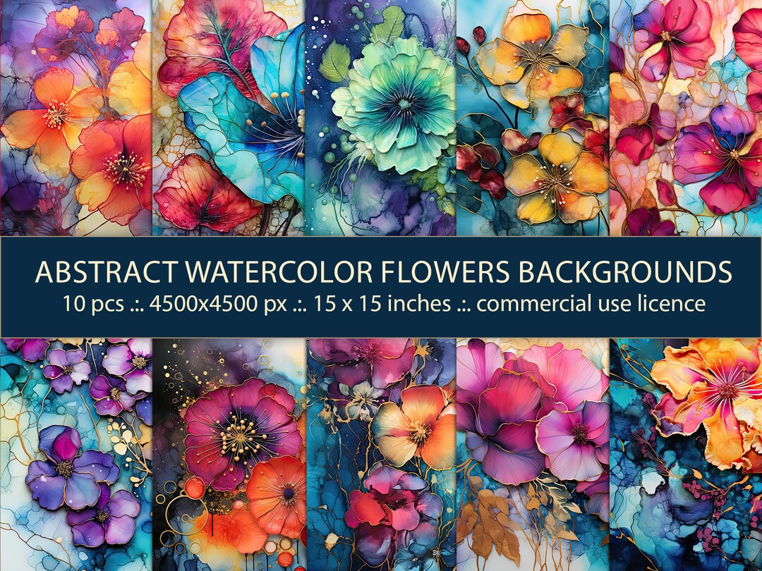 Watercolor Wildflower Digital Paper: Floral Backgrounds (10 JPG Files ...