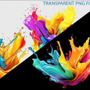 Transparent PNG - Watercolor Rainbow Liquid Splash Clipart, Colorful ...