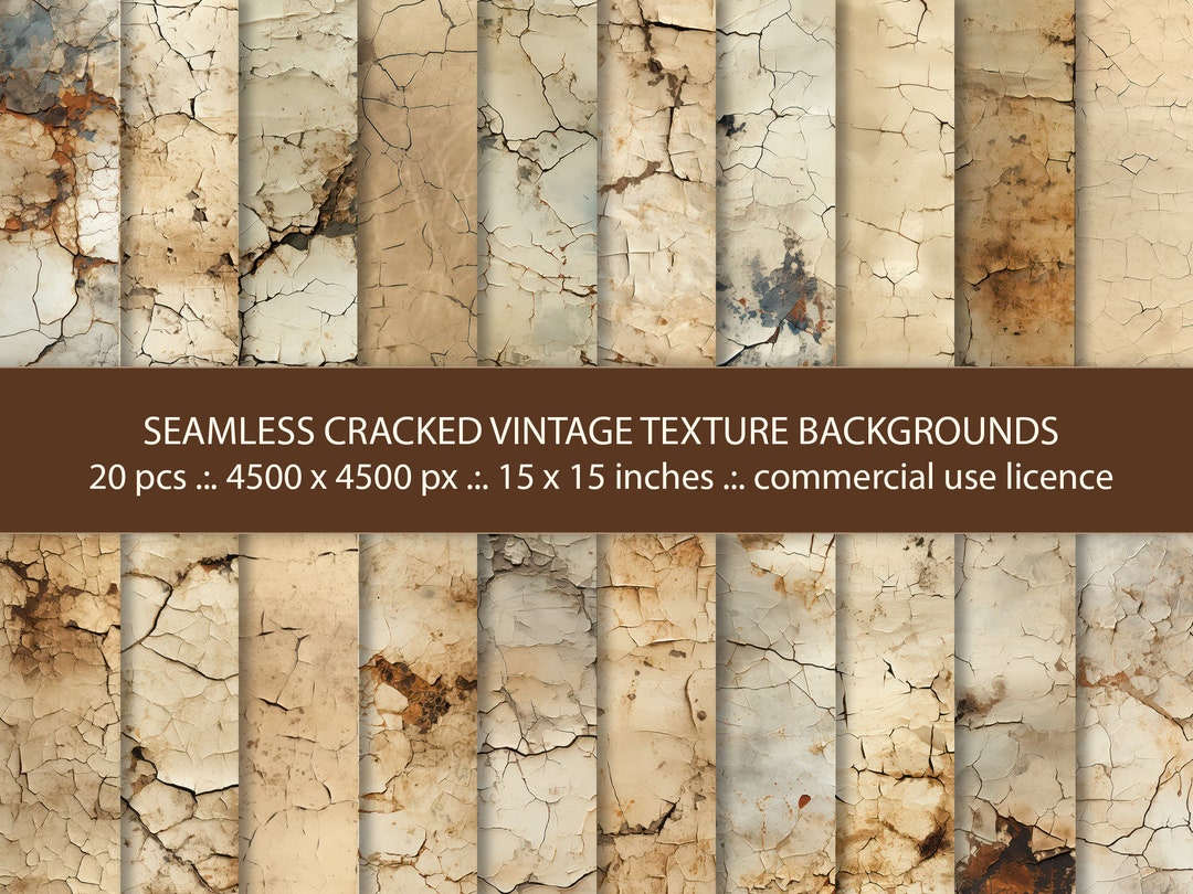 20 Seamless Cracked Vintage Texture Backgrounds, Abstract Design ...