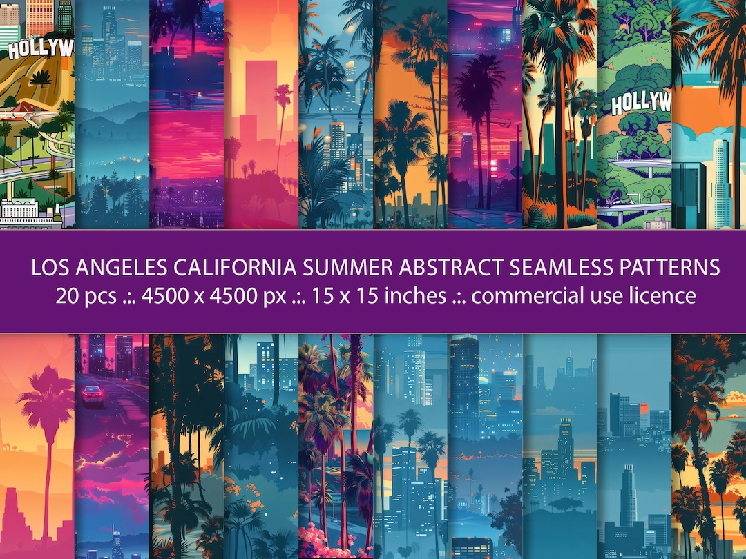 Los Angeles City Views Seamless Backgrounds - Set of 20 PNG Patterns - Etsy