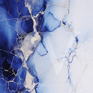 Blue Marble Texture Background: Silver Veins, Luxury Stone (digital ...