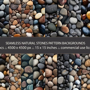 20 Seamless Natural Stones Pattern Backgrounds, Pebbles Texture Design ...