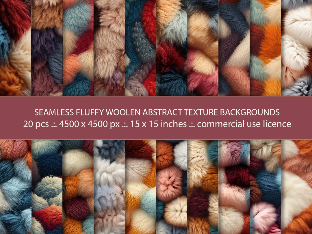 20 Seamless Fluffy Woolen Abstract Background, Soft and Shaggy Texture ...