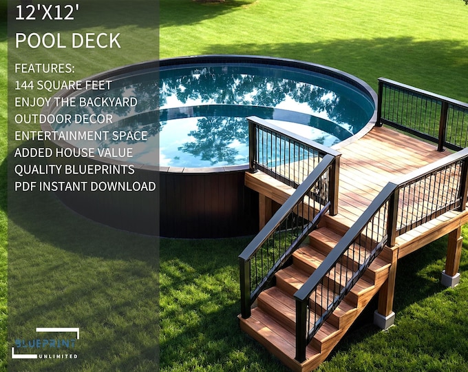 Pool Deck Plans 12x14 for DIY Construction and Permit - Etsy Canada