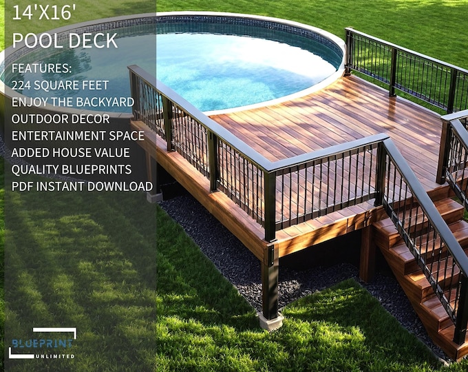 Pool Deck Plans 12x14 for DIY Construction and Permit - Etsy Canada