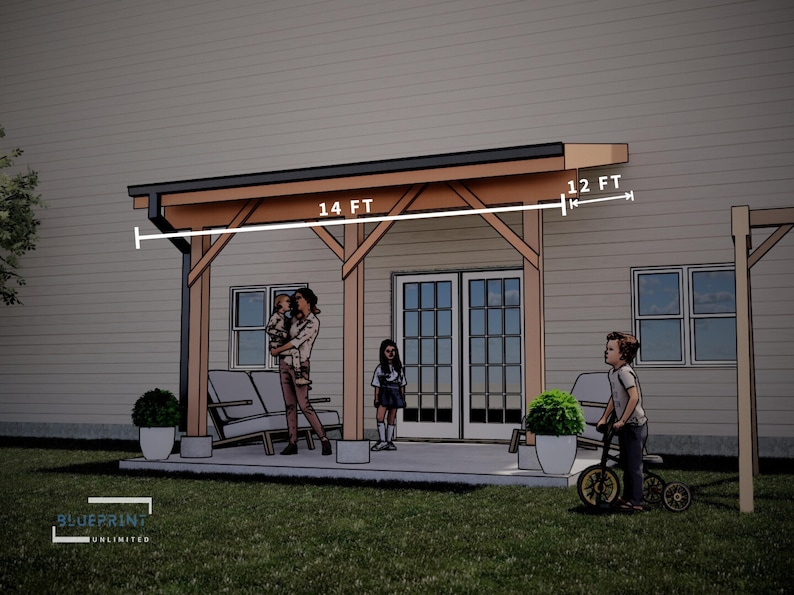 Patio Cover Plans 12x14 for DIY Construction and Permit - Etsy