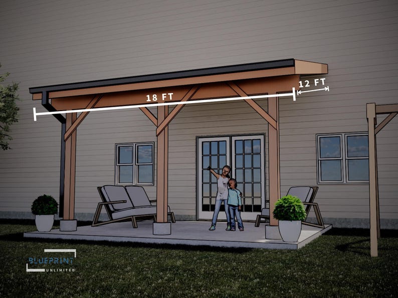 Patio Cover Plans 12x18 for DIY Construction and Permit - Etsy