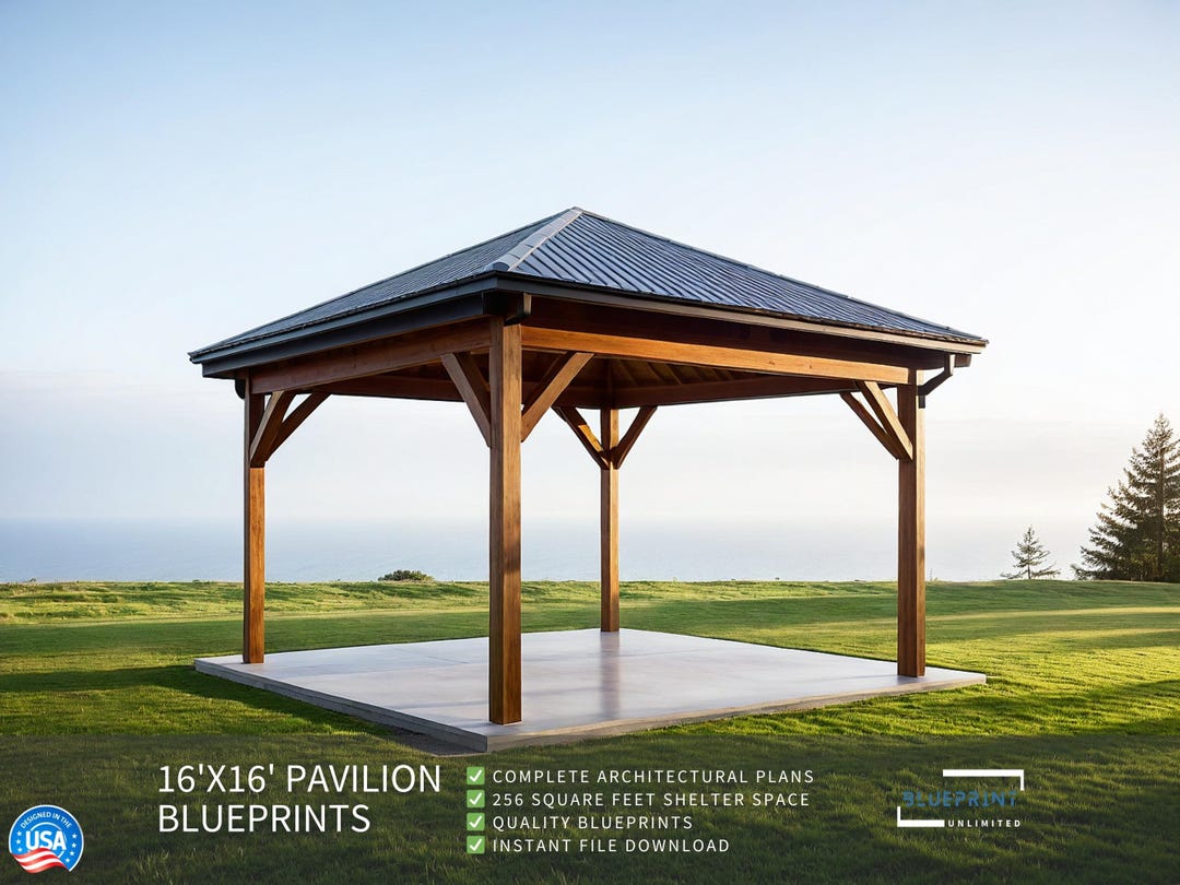 Pavilion Plans 16x16 for DIY Construction and Permit - Etsy