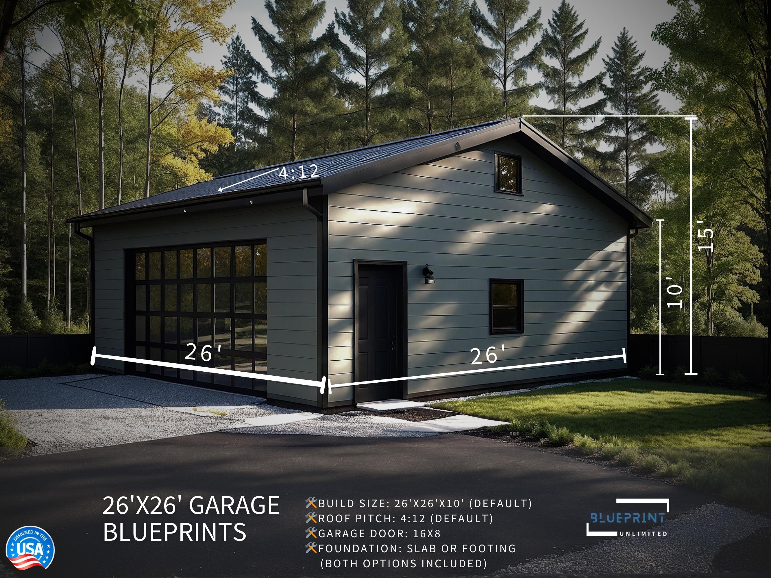 Garage Plans 26x26 for Construction and Permit - Etsy