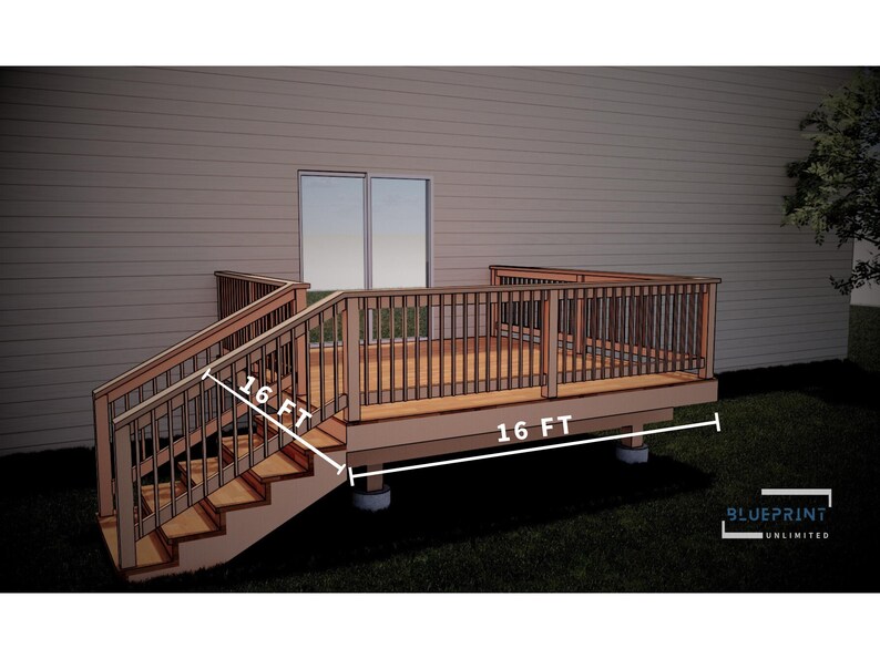 Deck Plans 16x16 for DIY Construction and Permit - Etsy