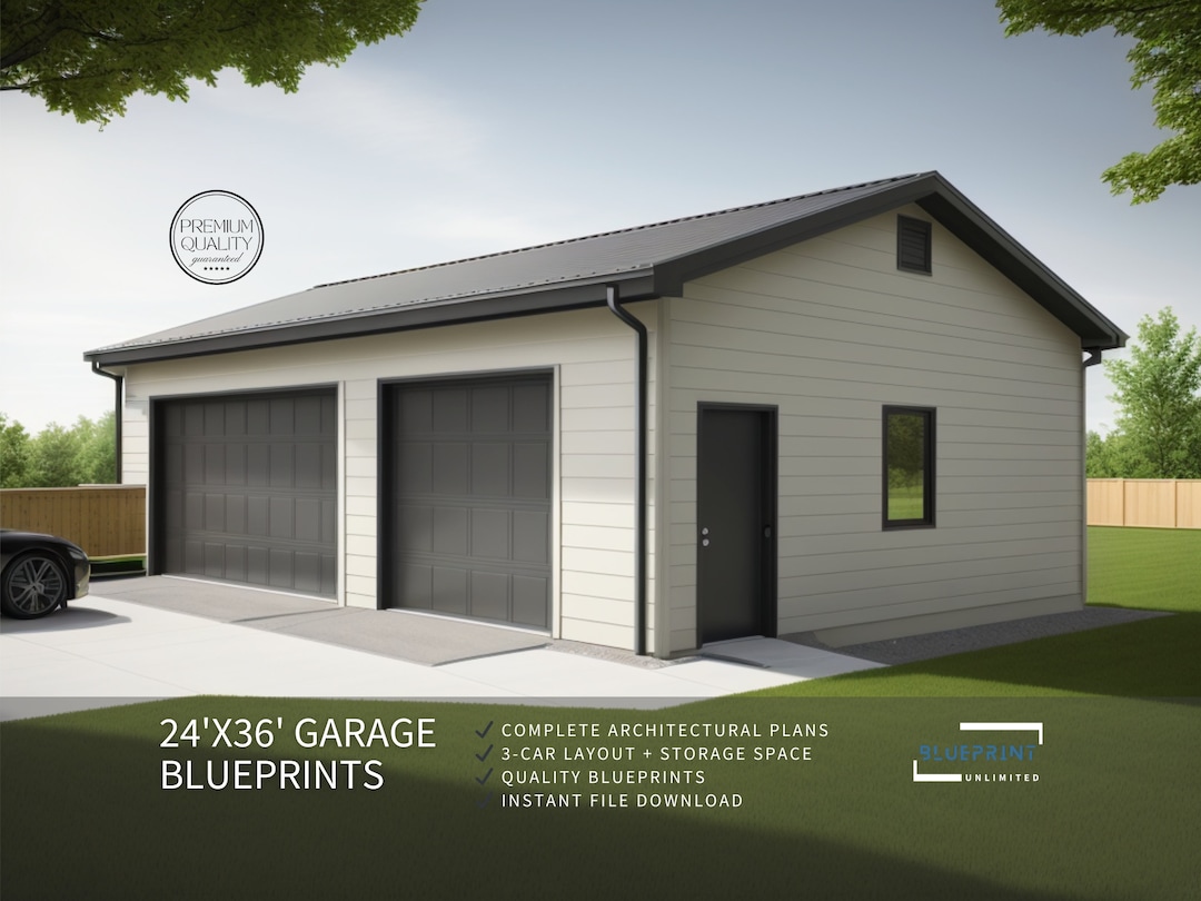 Garage Plans 24x36 for DIY Construction and Permit - Etsy