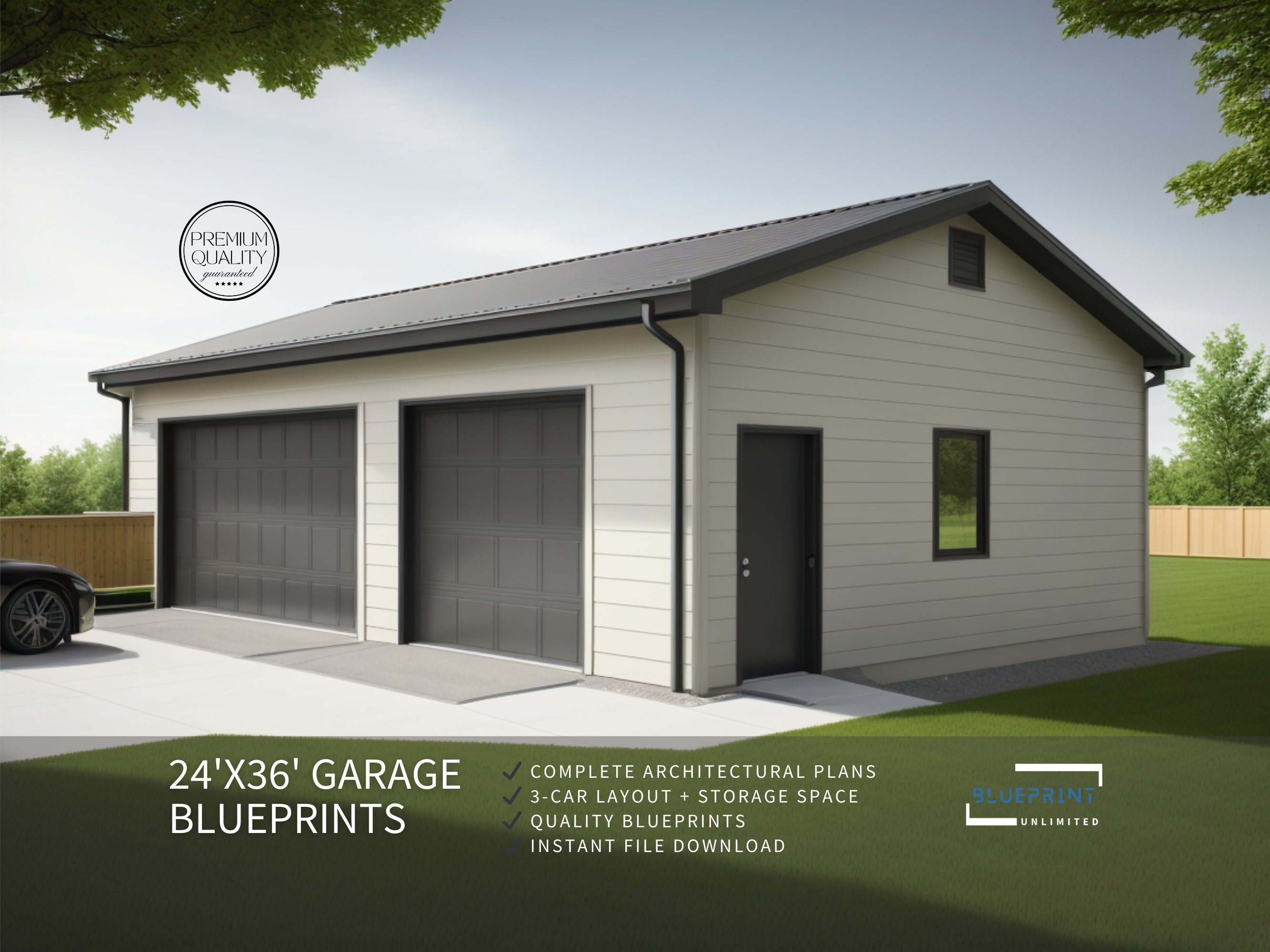 Garage Plans 24x36 for DIY Construction and Permit - Etsy