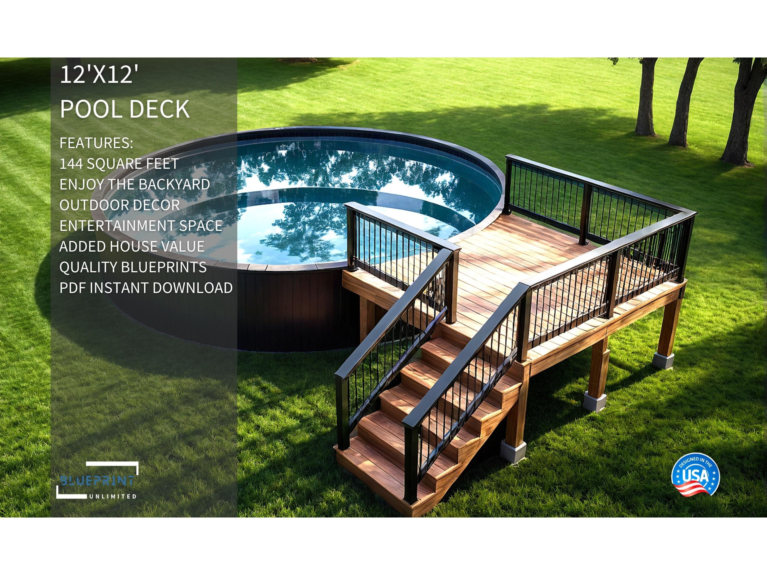 Pool Deck Plans 12x12 for DIY Construction and Permit - Etsy