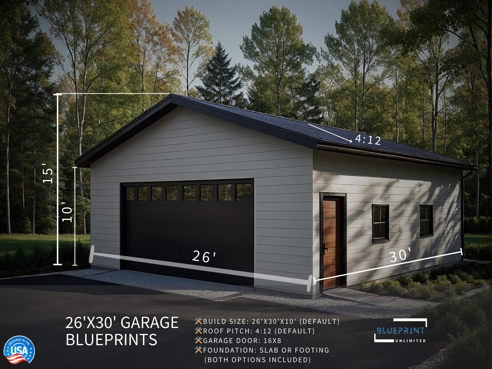 Garage Plans 26x30 for Construction and Permit - Etsy