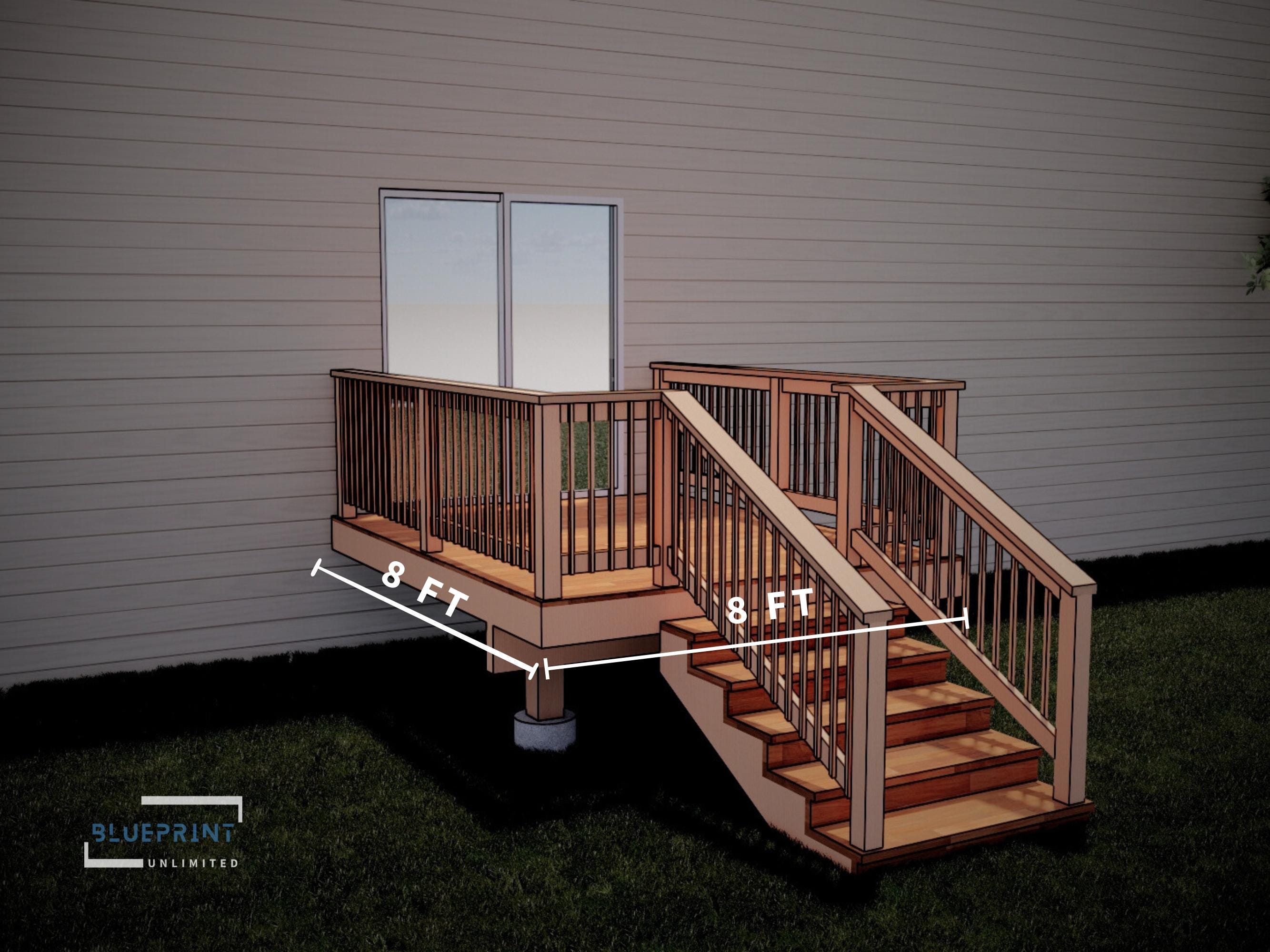 Deck Plans 8x8 for DIY Construction and Permit - Etsy