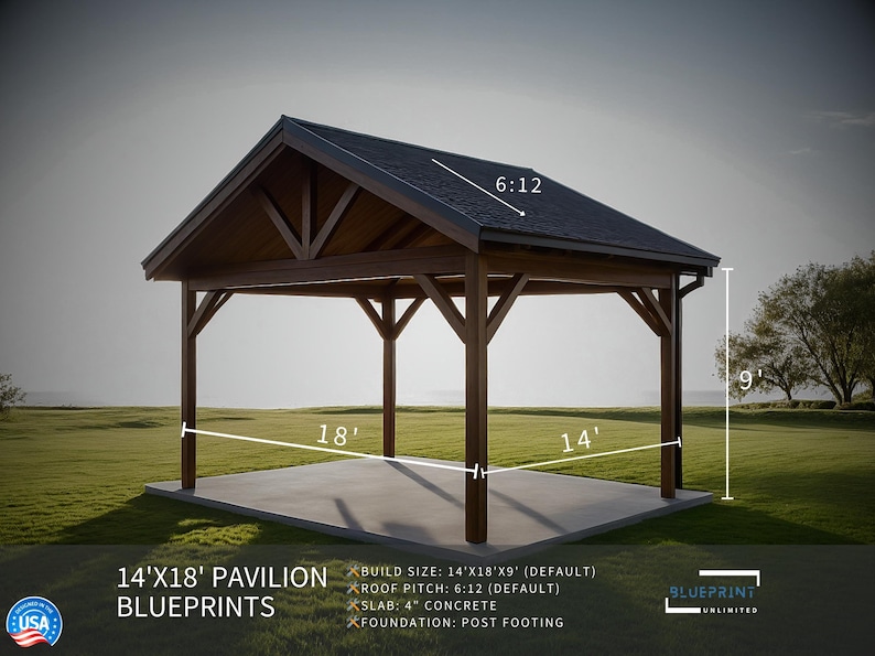 Pavilion Plans 14x18 for DIY Construction and Permit - Etsy