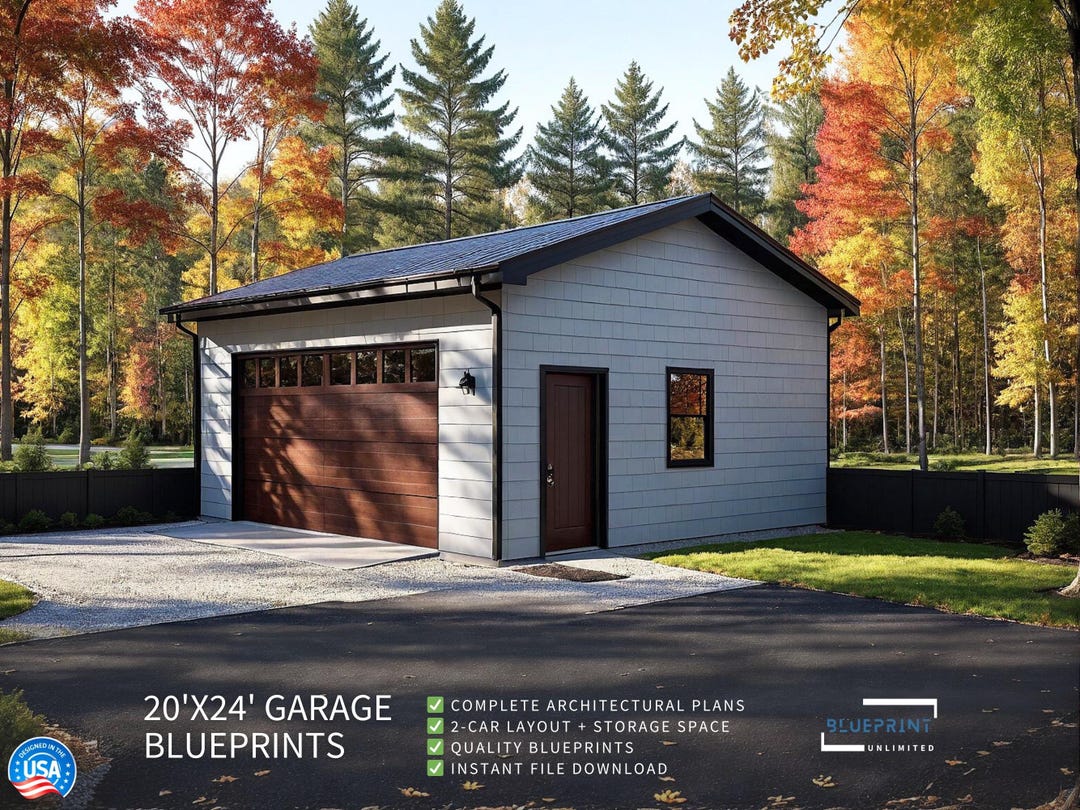 Garage Plans 20x24 for Construction and Permit - Etsy