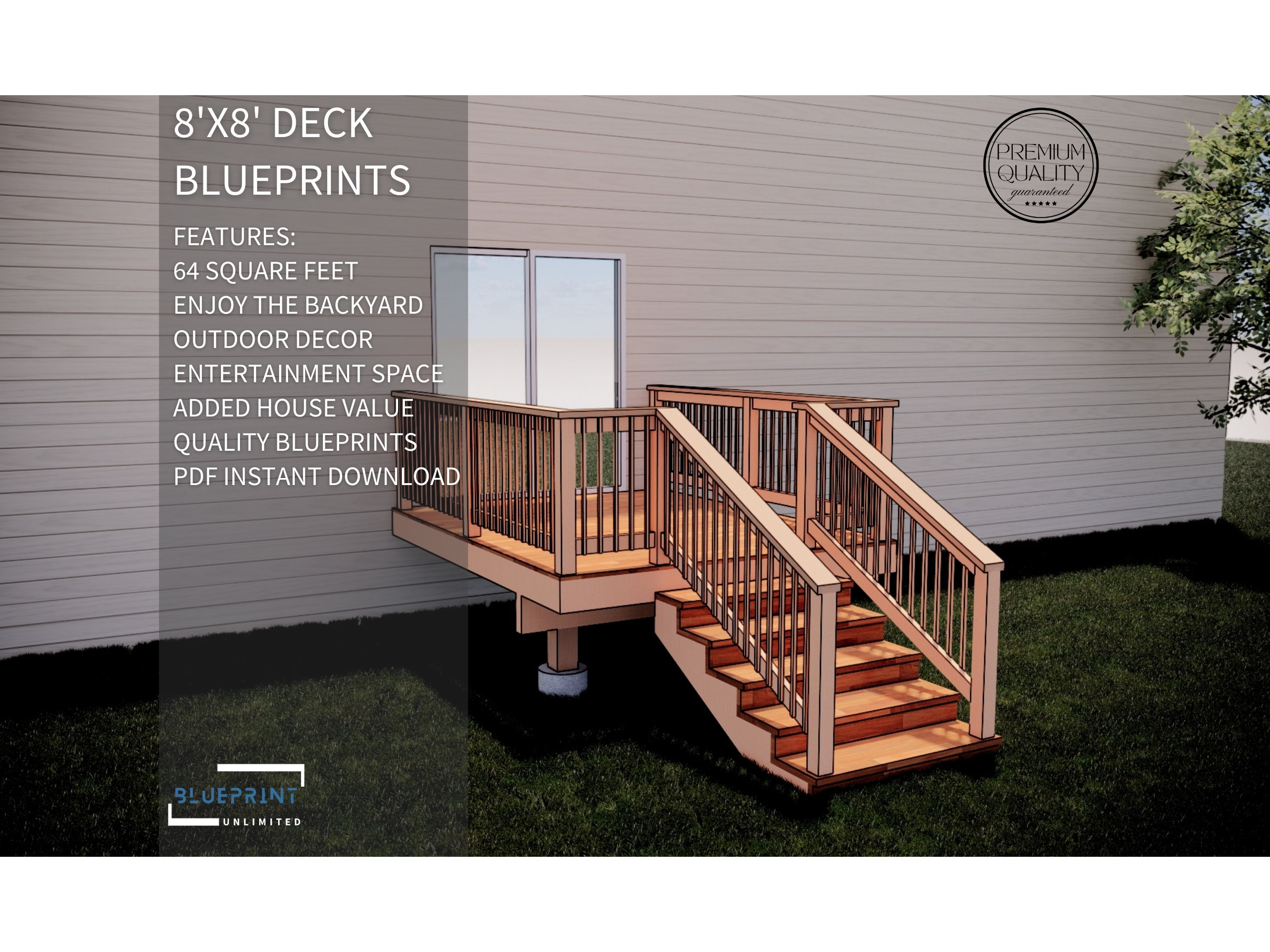 Deck Plans 8x8 for DIY Construction and Permit - Etsy