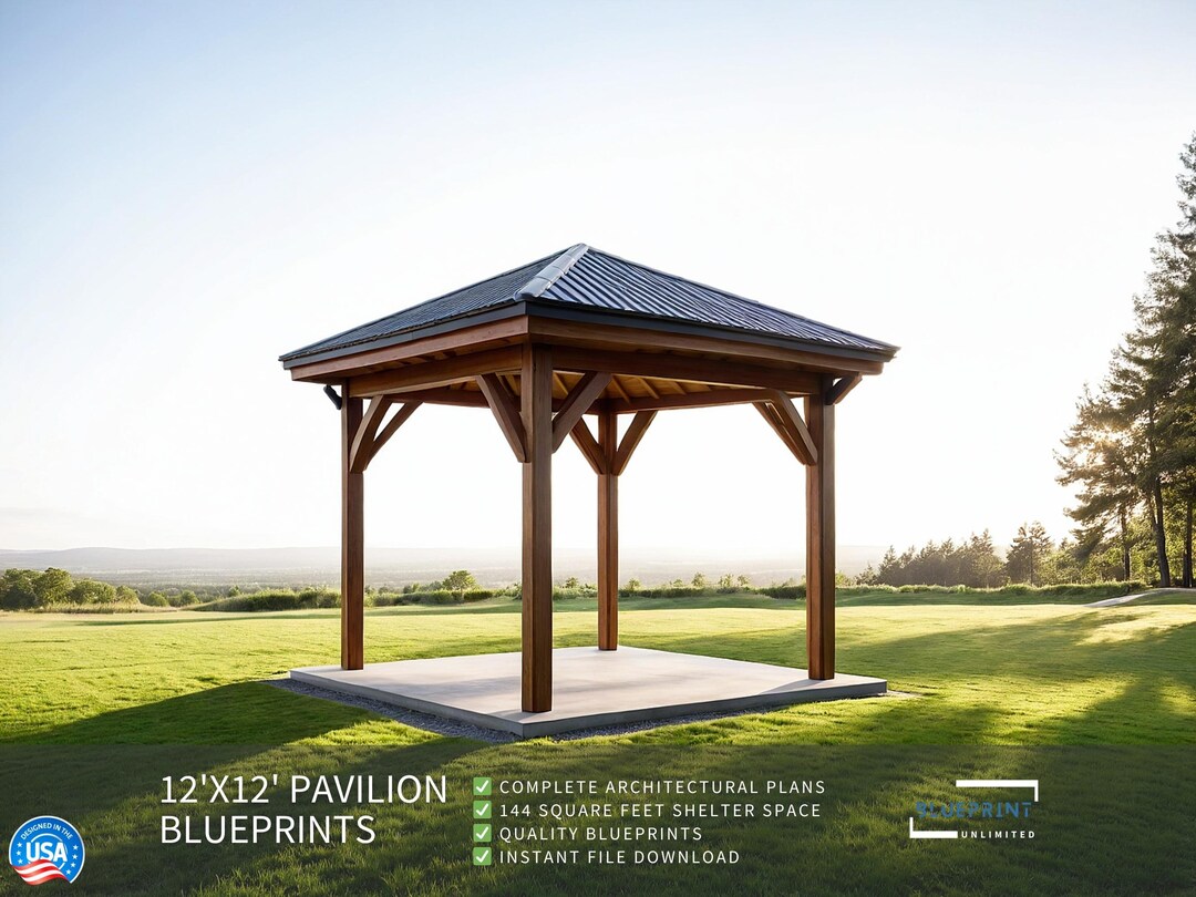 Pavilion Plans 12x12 for DIY Construction and Permit - Etsy