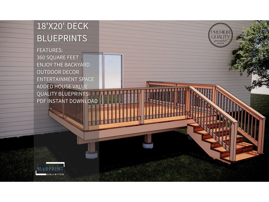 Deck Plans 18x20 for DIY Construction and Permit - Etsy