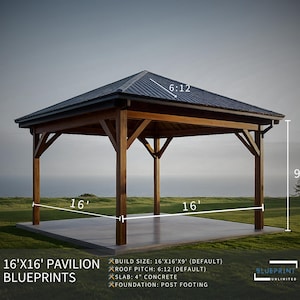 Pavilion Plans 16x16 for DIY Construction and Permit - Etsy