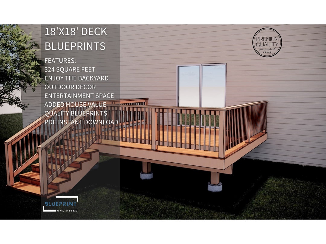 Deck Plans 18x18 for DIY Construction and Permit - Etsy