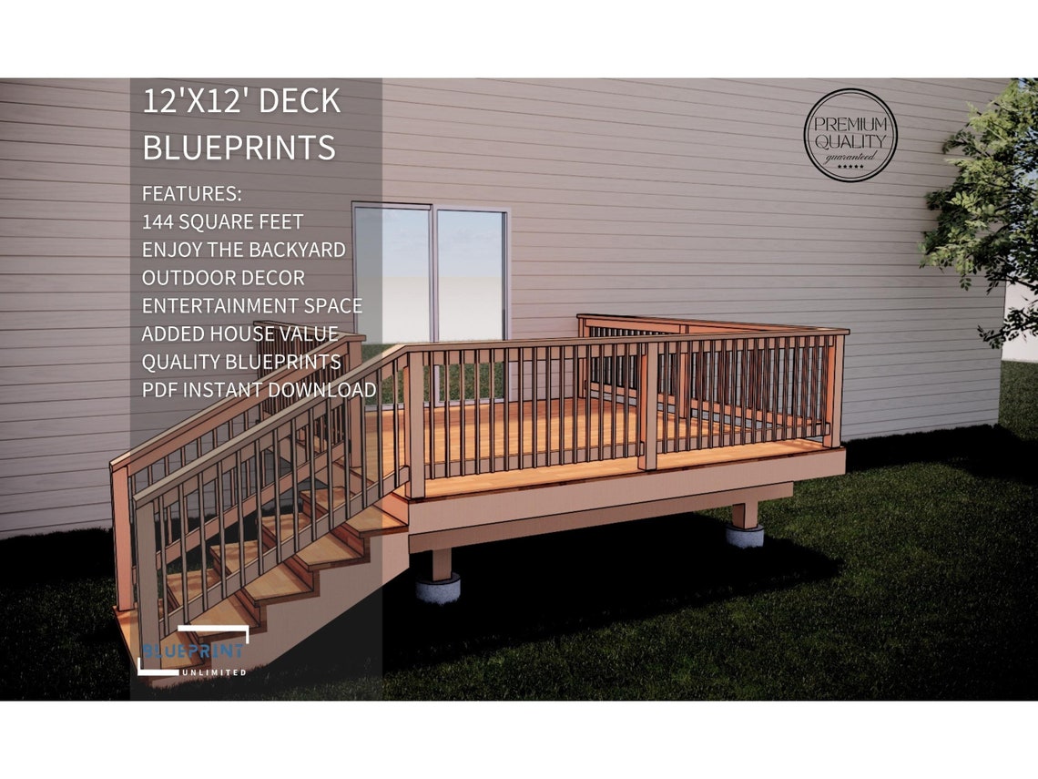 Deck Plans 12x12 for DIY Construction and Permit - Etsy
