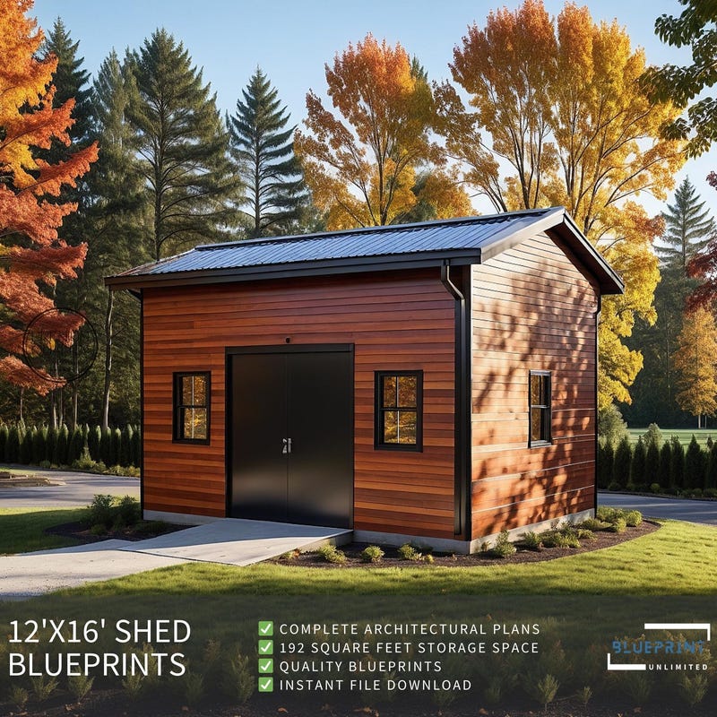 Shed Plans 12x16 - Etsy