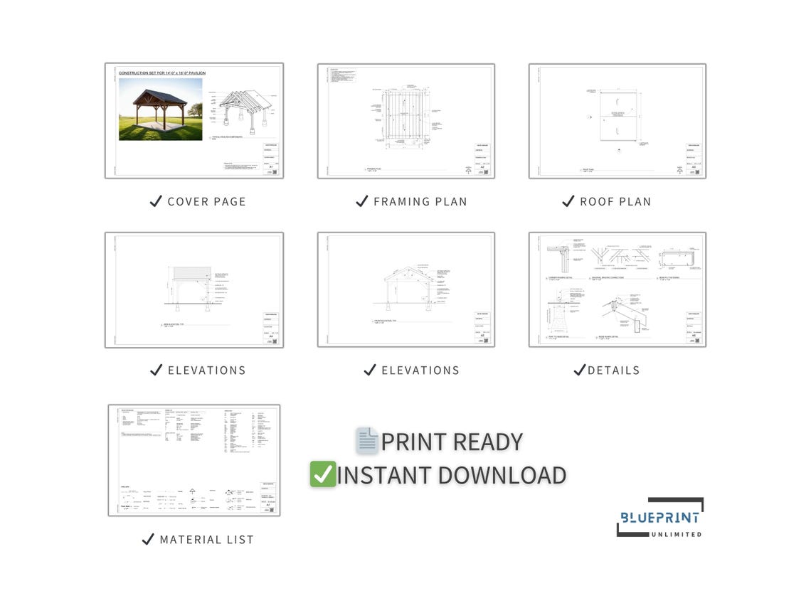 Pavilion Plans 14x18 for DIY Construction and Permit - Etsy