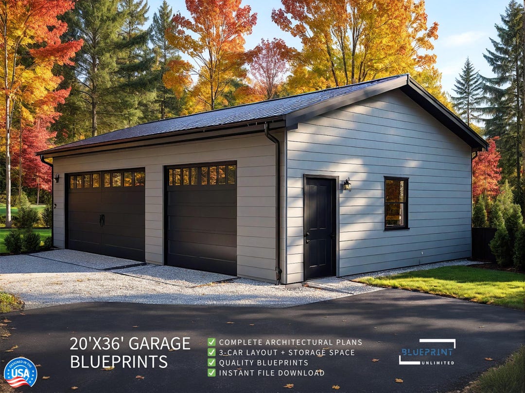 Garage Plans 20x36 for Construction and Permit - Etsy