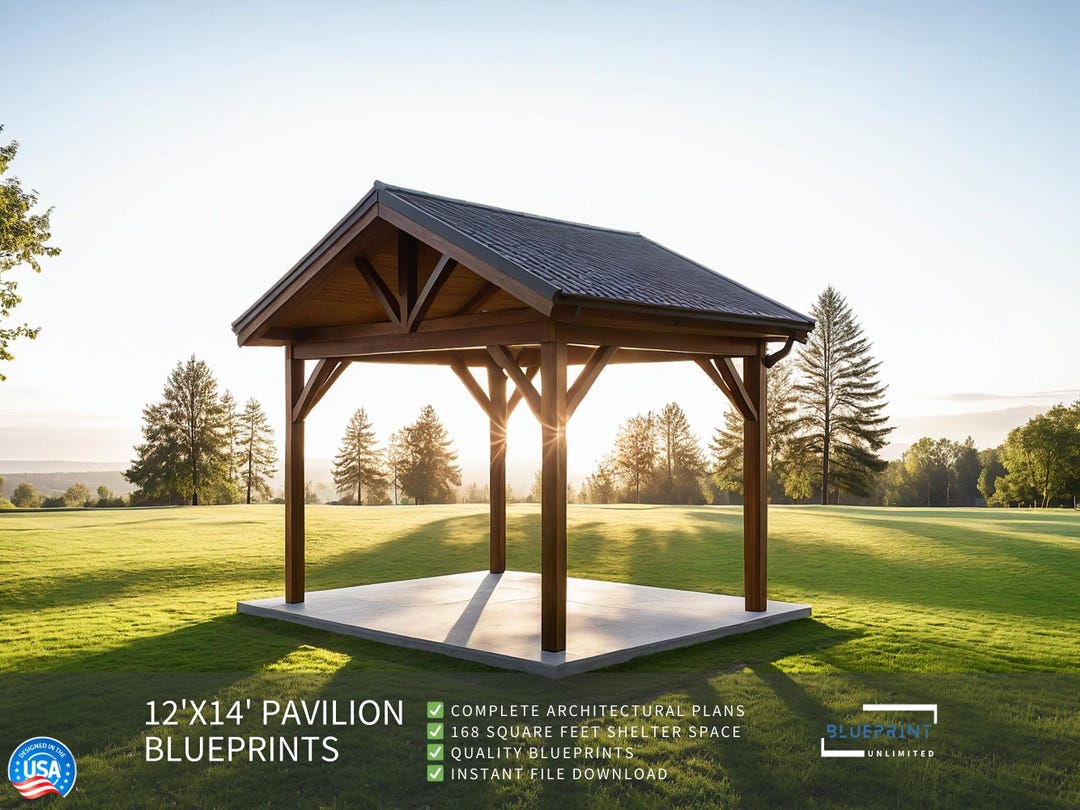 Pavilion Plans 12x14 for DIY Construction and Permit - Etsy
