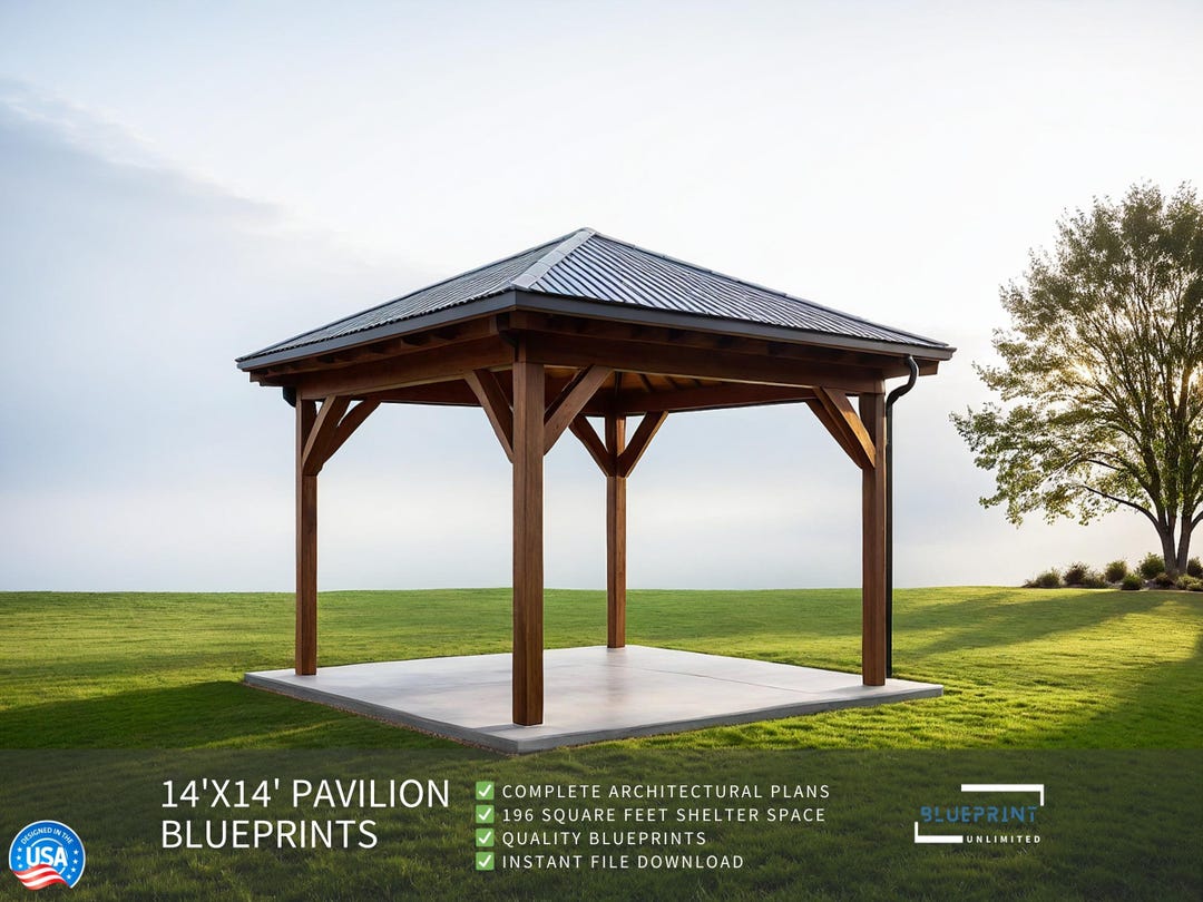 Pavilion Plans 14x14 for DIY Construction and Permit - Etsy