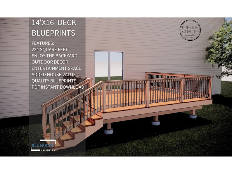 Deck Plans 14x16 for DIY Construction and Permit - Etsy