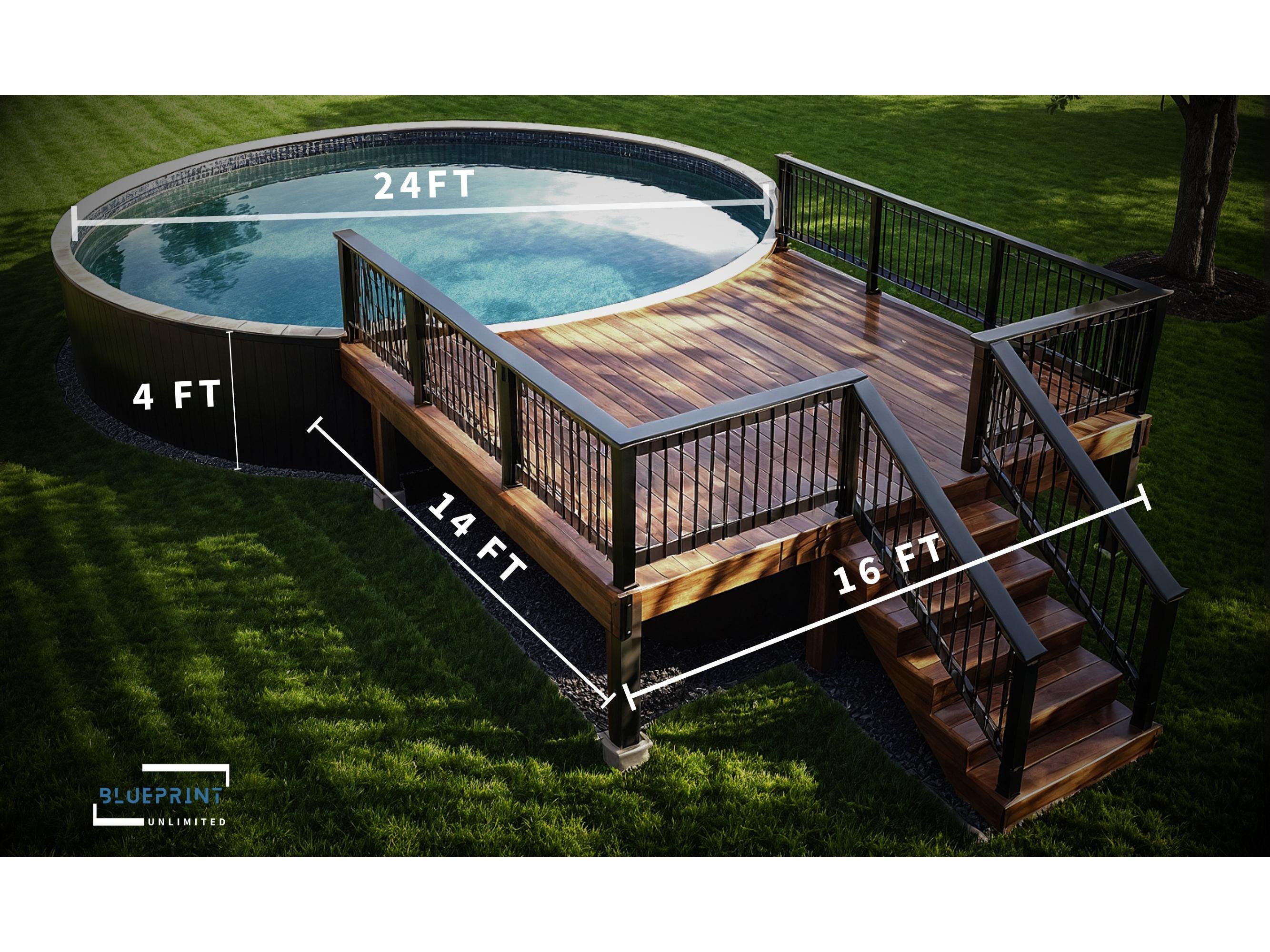 Pool Deck Plans 14x16 for DIY Construction and Permit - Etsy
