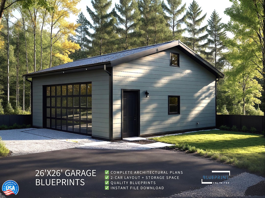 Garage Plans 26x26 for DIY Construction and Permit - Etsy