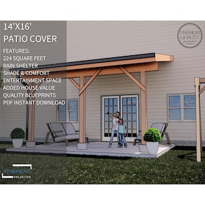 Patio Cover Plans 14x16 for DIY Construction and Permit - Etsy