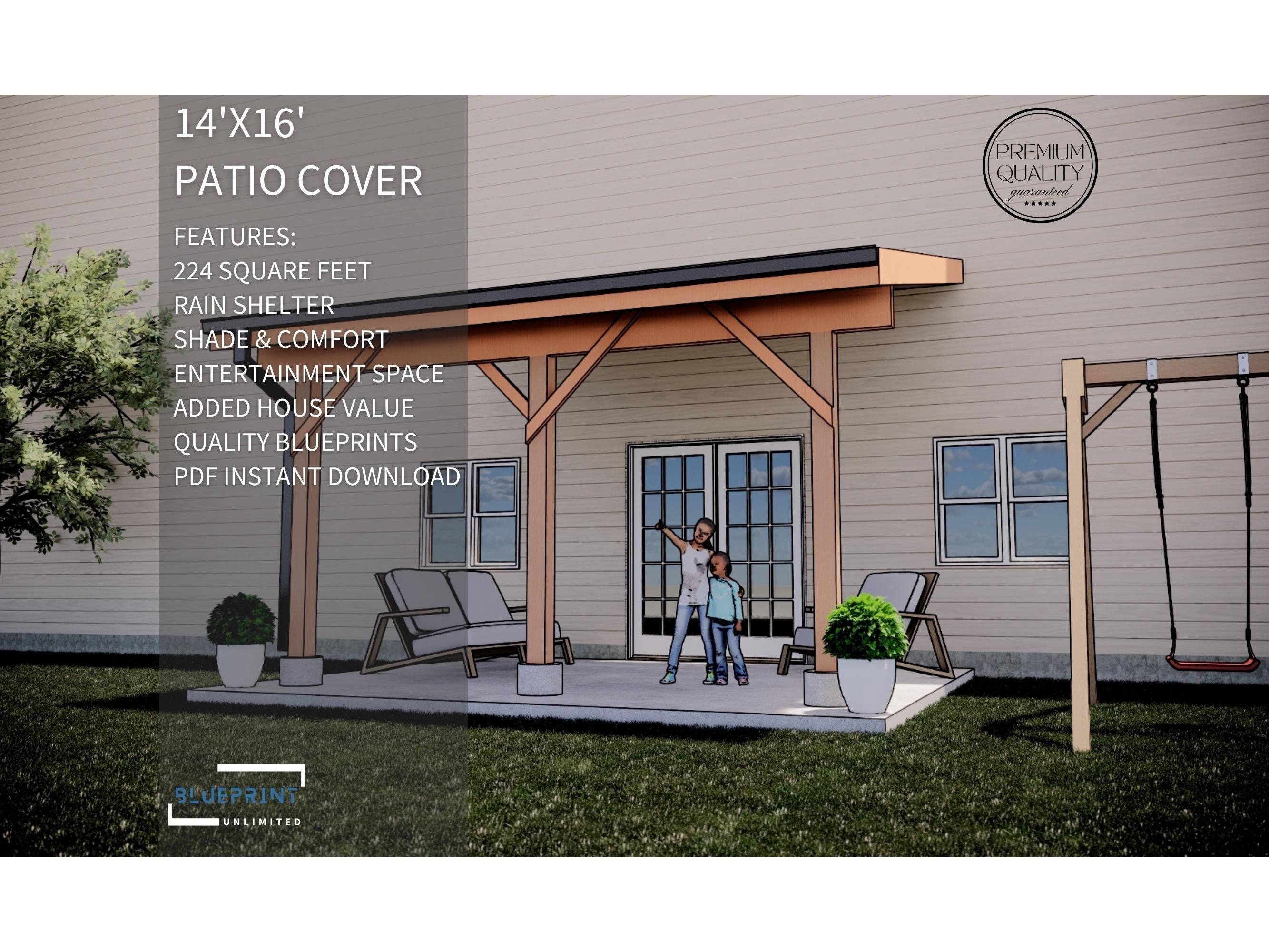 Patio Cover Plans 14x16 for DIY Construction and Permit - Etsy