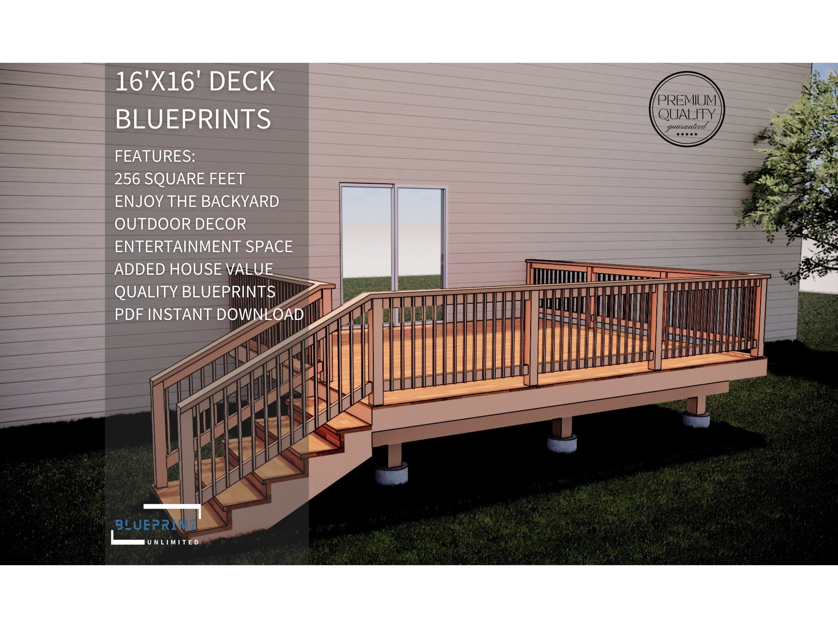 Deck Plans 16x16 for DIY Construction and Permit - Etsy
