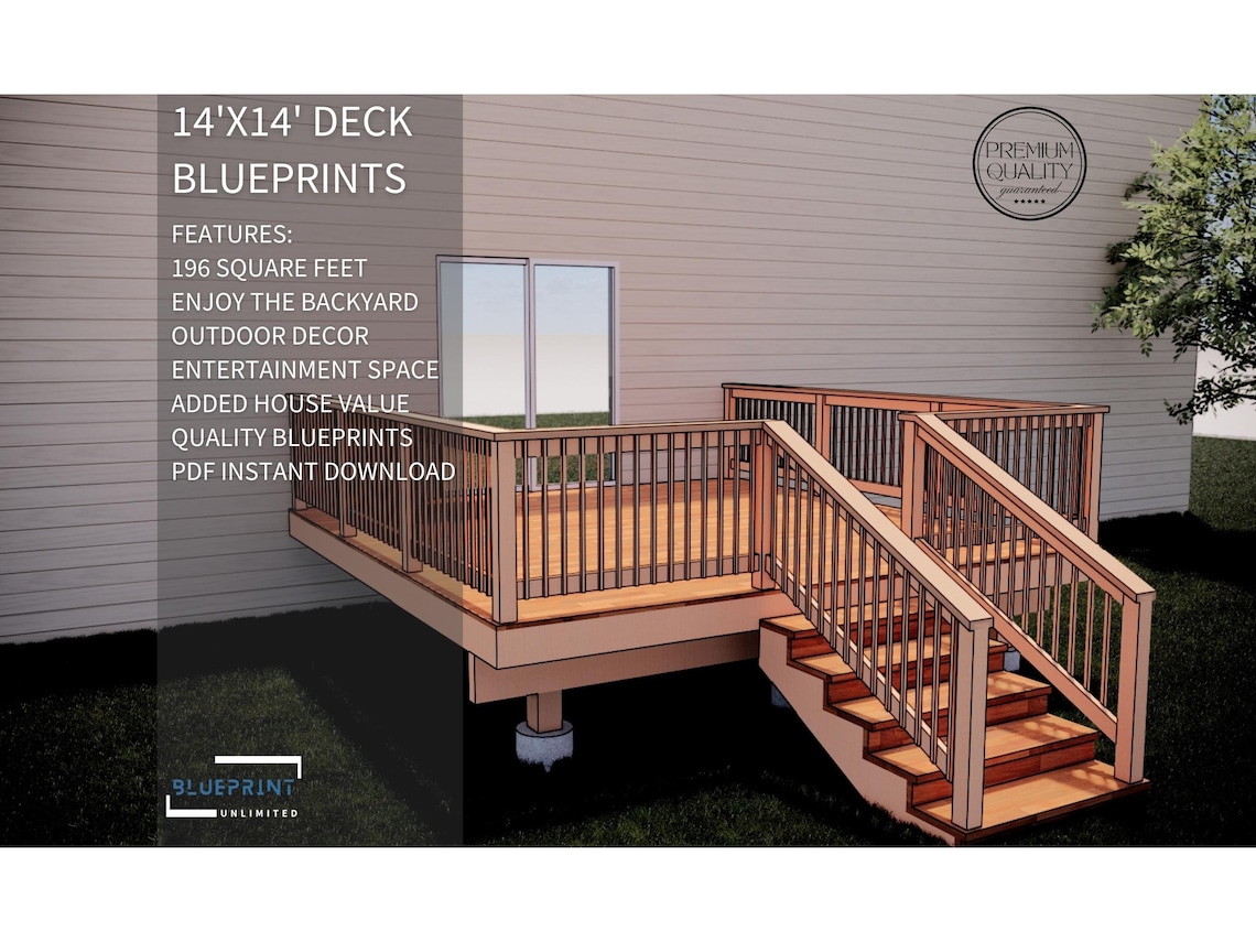 Deck Plans 14x14 for DIY Construction and Permit - Etsy
