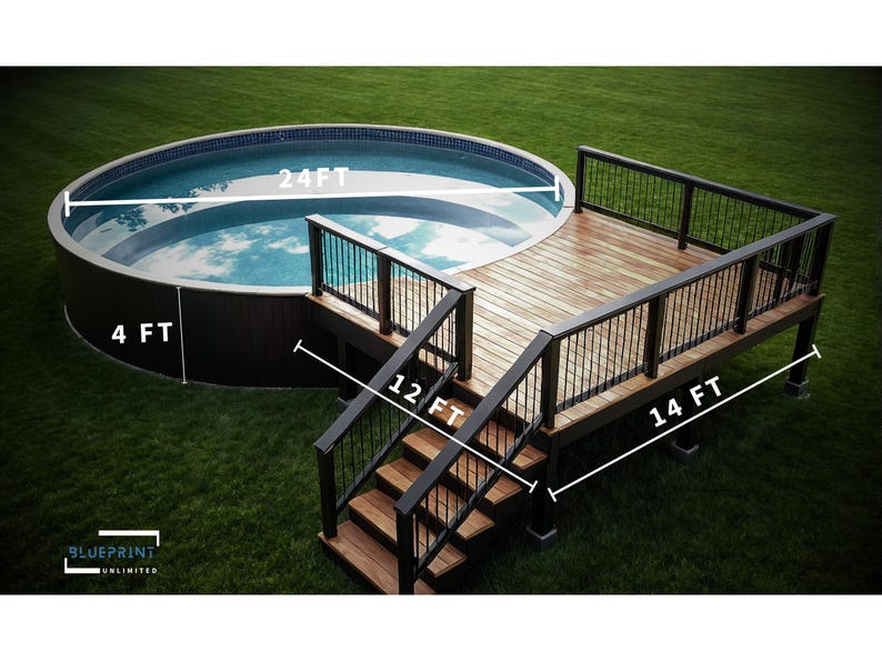 Pool Deck Plans 12x14 for DIY Construction and Permit - Etsy