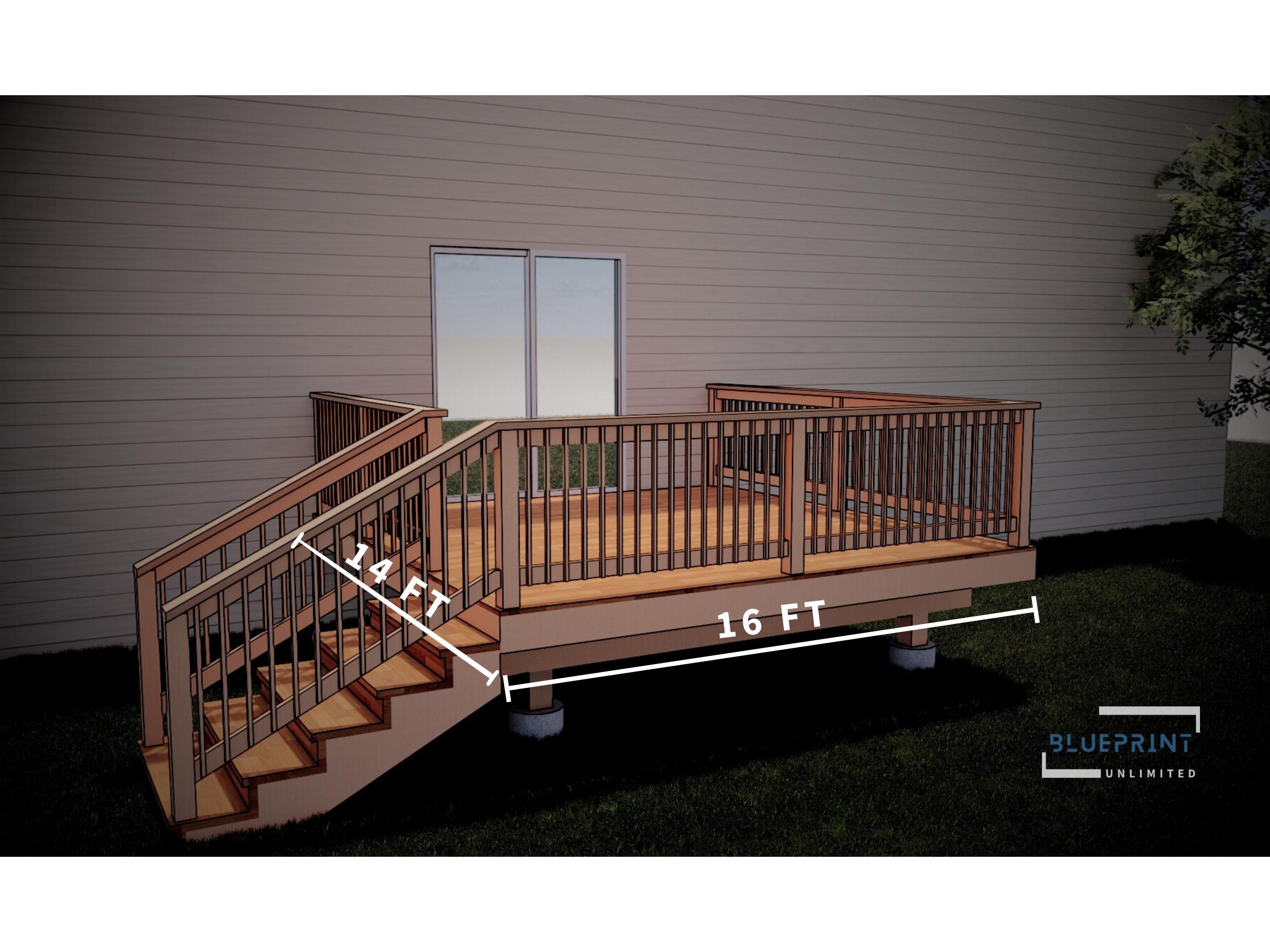 Deck Plans 14x16 for DIY Construction and Permit - Etsy