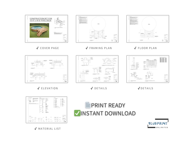 Pool Deck Plans 12x14 for DIY Construction and Permit - Etsy