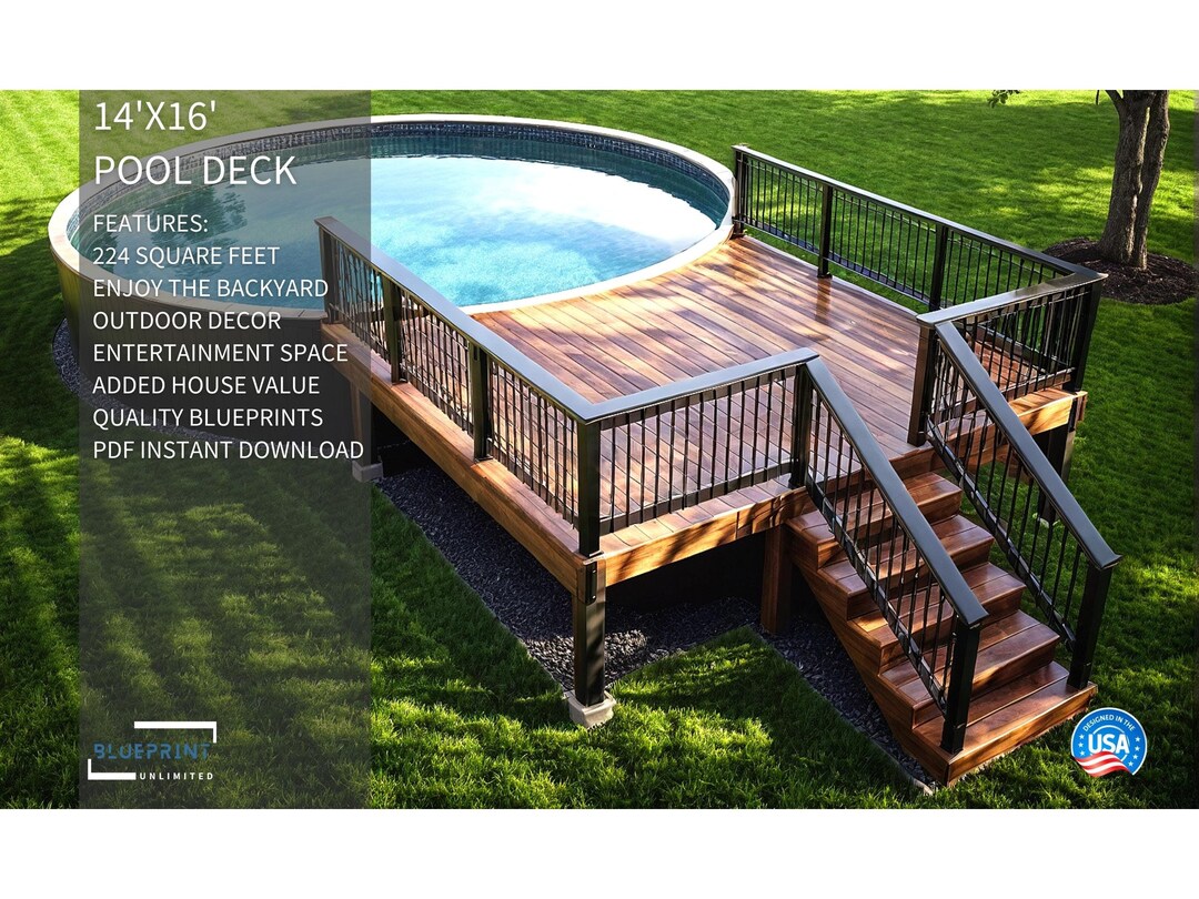 Pool Deck Plans 14x16 for DIY Construction and Permit - Etsy