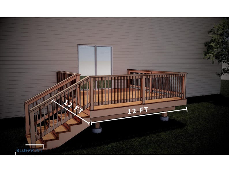 Deck Plans 12x12 for DIY Construction and Permit - Etsy